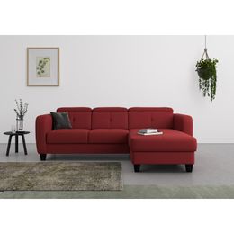 Sit & More sit&more Ecksofa &raquo;Belluci L-Form&laquo; inklusive Federkern, wahlweise mit Schlaffunktion und Bettkasten rot B/H/T: 247cm x 85cm x 170cm, Luxus-Microfaser 
