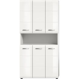 Welltime Stauraumschrank &raquo;FLORENZ, H&ouml;he 185 cm, 4 oder 6 T&uuml;ren, viel Stauraum&laquo; TOPSELLER!, 1 Stk. tlg. hochwertige MDF Front, Griff schwarz, 