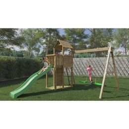 Fungoo Spielturm &raquo;Boomer3&laquo; mit Schaukel & Rutsche braun Holz, Metall, Polyethylen Einheitsgr&ouml;&szlig;e