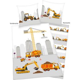 Herding's Young Collection Kinderbettw&auml;sche &raquo;Baustelle&laquo; 2 Stk. mit tollem Motiv bunt Renforc&eacute;, Obermaterial: 100% Baumwolle B/L: 135cm x 200cm, 1 Stk., 1 Stk., Renforc&eacute;, B/L: 