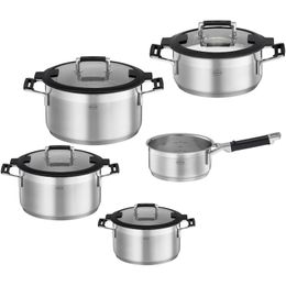 R&ouml;sle R&Ouml;SLE Topf-Set &raquo;SILENCE PRO&laquo; Set, 1 Kochtopf &Oslash; 16/20/24 cm, 1 Bratentopf &Oslash; 20 cm, 1 Kasserolle &Oslash; 16 cm, 5 Stk. tlg. Edelstahl 18/10 silber 