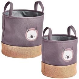 zeller Aufbewahrungskorb &raquo;Hase&laquo; Niedliches Hasen Tiermotiv grau Polyester 2 Stk., B/H/T: 25cm x 30cm &Oslash; 25cm