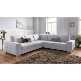 Sit & More sit&more Ecksofa &raquo;Santorini L-Form&laquo; mit Federkern und Sitztiefenverstellung, wahlweise mit Schlaffunktion silber Struktur (100% Polyester);Struktur 