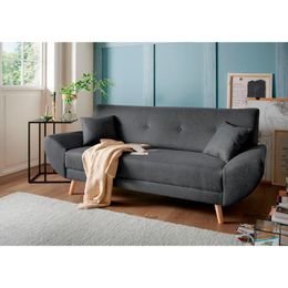 Home Affaire 3-Sitzer &raquo;Basta komfortable Wellenunterfederung, Breite 205cm, bodenfrei&laquo; schwarz (100% Polyester) Struktur fein (100% Polyester) 