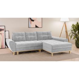 Home Affaire Ecksofa &raquo;Ahrdorf mit Bettfunktion und Bettkasten, Ma&szlig;e: B/H/T 268/86/175 cm&laquo; L-Form mit 3 R&uuml;ckenkissen und moderne gerundete Armlehnen 