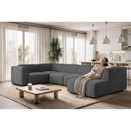 OTTO home Wohnlandschaft &raquo;Merid U-Form, B: 367 cm&laquo; jederzeit durch Module erweiterbar grau 100% Polyester B/H/T: 367cm x 70cm x 206cm, Cord, Ottomane 