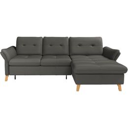Sit & More sit&more Ecksofa &raquo;G&ouml;teborg&laquo; Sitztiefenverstellung und Federkern, wahlweise mit Bettfunktion grau B/H/T: 268cm x 90cm x 176cm, NaturLEDER , Recamiere 