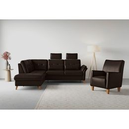 Sit & More sit&more Ecksofa &raquo;G&ouml;teborg&laquo; inkl. Sitztiefenverstellung, wahlweise mit Bettfunktion & Bettkasten braun B/H/T: 250cm x 90cm x 226cm, Luxus-Microfaser 