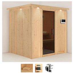 Karibu Sauna &raquo;Dima&laquo; Set, Ofen 3,6 kW externe Strg.easy beige Saunaofen, externe Steuerung, 3,6 kW