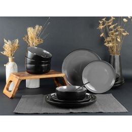 my home Tafelservice &raquo;Teller Set, modernes Geschirr-Set, Service &Ouml;stra Greda&laquo; hohe Haltbarkeit, sp&uuml;lmaschinengeeignet & mikrowellengeeignet schwarz 