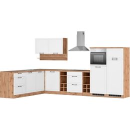 KOCHSTATION Winkelk&uuml;che &raquo;KS-Lana&laquo; Stellbreite 240/360 cm, wahlweise mit E-Ger&auml;ten wei&szlig; B/H/T: 240cm x 200cm x 360cm,mit Induktionskochfeld