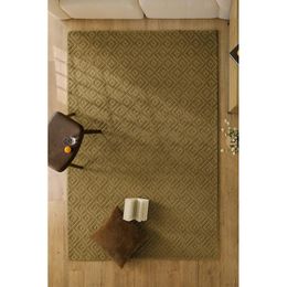 Wecon Home Teppich &raquo;Castello TWO&laquo; rechteckig 7 mm H&ouml;he Schurwolle, Kurzflor mit Hoch-Tief-Effekt, Wohnzimmer, Rautenmuster braun Schurwolle B : 200cm 