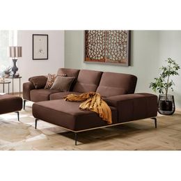 W.Schillig Ecksofa &raquo;run, Designsofa mit tollem Sitzkomfort, bequem, L-Form&laquo; mit Holzsockel, F&uuml;&szlig;e in Schwarz pulverbeschichtet, Breite 279 cm braun 