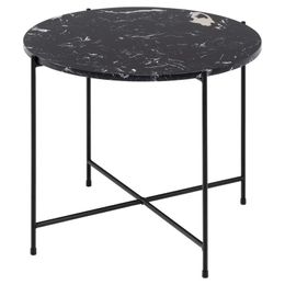 ACTONA GROUP Beistelltisch &raquo;Avila&laquo; Ecktisch, rund, Tischplatte aus Marmorstein, T: 52 cm schwarz B/H/T: 52cm x 40cm x 52cm