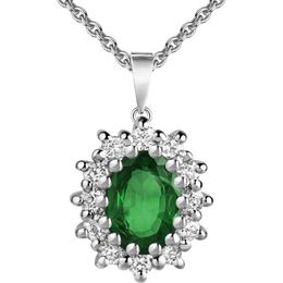 Firetti Damen Kette mit Anh&auml;nger &raquo;Schmuck Geschenk Silber 925 Halsschmuck Ankerkette Anh&auml;nger Diana&laquo; Made in Germany - mit Zirkonia (synth.) gr&uuml;n 