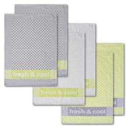 Dyckhoff Geschirrtuch &raquo;Fresh & Cool, Ma&szlig;e je Tuch ca. 50x70 cm&laquo; mit drei verschiedenen Motiven gr&uuml;n 100% Baumwolle 6 Stk., 100 % Baumwolle