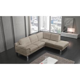 Egoitaliano Ecksofa &raquo;Shakira, Design und Sitzkomfort auf hohem Niveau, tolle Details&laquo; mit Ottomane, L-Form, elegante Metallf&uuml;&szlig;e grau Luxus-Micofaser Lederoptik (