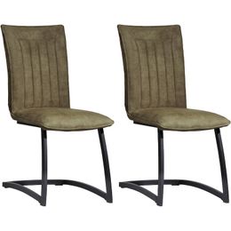 OMG Design Freischwinger &raquo;Amara&laquo; (Set) 2 Stk.Esszimmerstuhl, K&uuml;chenstuhl, pflegeleichter Bezug gr&uuml;n Stoff B/H/T: 47cm x 97cm x 64cm, 2 Stk., Stoff uni