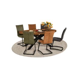OMG Design Freischwinger &raquo;Amara&laquo; (Set) 2 Stk.Esszimmerstuhl, K&uuml;chenstuhl, pflegeleichter Bezug braun Stoff B/H/T: 47cm x 97cm x 64cm, 2 Stk., Stoff 