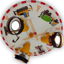 Niermann Deckenstrahler &raquo;Strahler Baustelle, Kinderlampe&laquo; GU10 1 Stk. 3 verstellbare Spots, Kinderzimmer bunt 3, &Oslash; 35cm H: 15cm, 1 Stk.