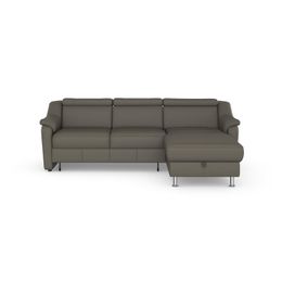 Sit & More sit&more Ecksofa &raquo;Freetown L-Form&laquo; inklusive Kopfteilverstellung und komfortablem Federkern grau B/H/T: 257cm x 84cm x 166cm, NaturLEDER , Recamiere 