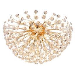 Globo LIGHTING Deckenleuchte &raquo;KATRINA&laquo; G9 1 Stk. Warmwei&szlig; Goldfarbene Deckenleuchte mit K9 Kristallen, LED inklusive gold 6, &Oslash; 60cm H: 32,5cm, 1 Stk.