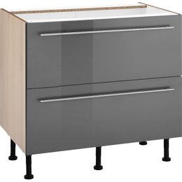 Optifit Unterschrank &raquo;Bern&laquo; 90 cm breit, mit 2 gro&szlig;en Ausz&uuml;gen f&uuml;r viel Stauraum grau B/H/T: 90cm x 87cm x 58,4cm