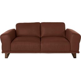 W.Schillig 2-Sitzer &raquo;montanaa edel und elegant, bequem, Federkernunterfederung&laquo; mit Metallkufen in Bronze pulverbeschichtet, Breite 192 cm braun B/H/T