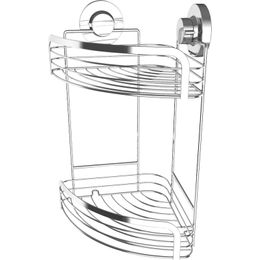 CORNAT Duschregal &raquo;3 in 1 - Zwei extra h&ouml;he K&ouml;rbe - Zur Eckmontage - Duschablage&laquo; 3 Befestigungsoptionen mit Saugnapf, Klebepad & Bohren - Verchromt 