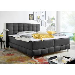 Home Affaire Boxbett &raquo;Vaasa&laquo; inkl. Bettkasten & Topper, XXL-Ausf&uuml;hrung, &Uuml;berl&auml;nge 220 cm grau Struktur, Liegefl&auml;che B/L: 180cm x 200cm, Gewicht bis: 