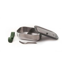 black+blum Lunchbox mit Silikon-Ventil, Gabel und Gurt, 1000 ml gr&uuml;n Edelstahl B/H/L: 15cm x 6,5cm x 20cm