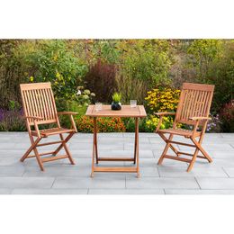 Merxx Balkonset &raquo;Comodoro&laquo; 3 Stk. tlg. 2 Klappsessel, Klapptisch braun FSC -zertifiziertes Massivholz B/H/T: 64,5cm x 100cm x 56cm, Balkon Set