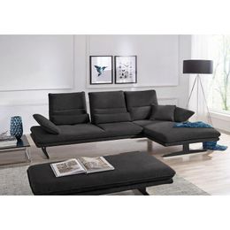 W.Schillig Ecksofa &raquo;broadway, Designsofa mit tollem Sitzkomfort&laquo; Sitztiefenverstellung, Kopfteil- & Seitenteilverstellung, Breite 291cm grau Stoff S37