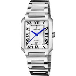 Festina Damen Quarzuhr &raquo;On The Square&laquo; Armbanduhr, Damenuhr, Edelstahlarmband, Datum silber Einheitsgr&ouml;&szlig;e