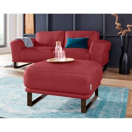 W.Schillig Hocker &raquo;montanaa&laquo; mit Metallkufen in Bronze pulverbeschichtet, Breite 71 cm rot B/H/T: 71cm x 42cm x 71cm, Longlife Xtra-Leder Z59
