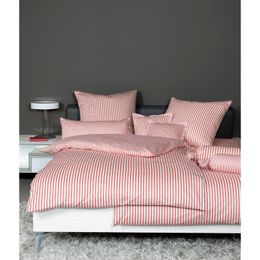 Janine Wendebettw&auml;sche &raquo;modernclassic 3912, 100% Baumwolle&laquo; 2 Stk. mit Rei&szlig;verschluss, Streifen Design orange Mako-Satin, Obermaterial: 100% Baumwolle B/L: 