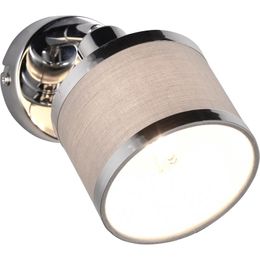 Trio Leuchten Deckenstrahler &raquo;AROSA, Spot, Metall chrom Stoff grau, exkl. E14 max 28W&laquo; E14 1 Stk. warmwei&szlig; - kaltwei&szlig; Deckenspot, Stange mit drehbaren
