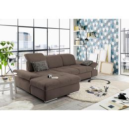 set one by Musterring Ecksofa &raquo;SO4100 V&laquo; mit verstellbaren Kopfteilen, wahlweise mit Funktionen, Cord-Bezug grau B/H/T: 284cm x 80cm x 190cm, Luxus-