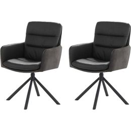 Jockenh&ouml;fer Drehstuhl &raquo;Audrey&laquo; (Set) 2 Stk.Echtleder, inklusive Drehfunktion (360&deg;), Materialmix, 150kg belastbar schwarz Leder B/H/T: 58cm x 89cm x 65cm, 2 Stk.,