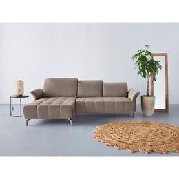 OTTO home Ecksofa &raquo;Fresh L-Form&laquo; Federkern, wahlweise Kopfteilverstellung und motorischer Vorziehsitz beige 100% Polyester B/H/T: 281cm x 79cm x 185cm