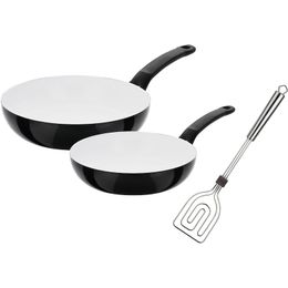 GSW Pfannen-Set &raquo;CERAMICA Blanca&laquo; Aluminium Set, 1x Bratpfanne &Oslash; 24 cm, 1x Bratpfanne &Oslash; 28 cm, 3 Stk. tlg. Induktion schwarz &Oslash; 28cm