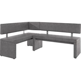 OTTO home Eckbank &raquo;Charissa&laquo; in 3 Gr&ouml;&szlig;en, verschiedene Qualit&auml;ten grau Holzwerkstoff, Massivholz B/H/T: 190cm x 90cm x 140cm, Strukturstoff, langer 