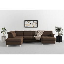 Sit & More sit&more Wohnlandschaft &raquo;Marano U-Form&laquo; inklusive Kopfteilverstellung, optional Schlaffunktion & Bettkasten braun 100% Polyester B/H/T: 304cm x 216cm,