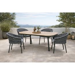 Destiny Garten-Essgruppe &raquo;MOLINO SAN MARINO 4 Se + Tisch OV 180x90cm holzfarben/ anthrazit&laquo; Set, Aluminium, Rope, Polywood Aluminium, Wicker/