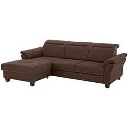 OTTO home Ecksofa &raquo;Solvei L-Form&laquo; mit Recamierenabschlu&szlig; und Sitztiefenverstellung braun Struktur (100% Polyester);Luxus-Microfaser Lederoptik (100% 