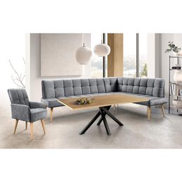 exxpo - sofa fashion Eckbank &raquo;Latte&laquo; moderne Sitz- und R&uuml;ckensteppung, bequem und elegant, hoher Holzfu&szlig; 100% PES B/H/T: 254cm x 95cm x 196cm, 