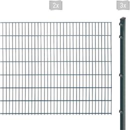 Arvotec Doppelstabmattenzaun &raquo;EXCLUSIVE 143 zum Einbetonieren&laquo; Zaunh&ouml;he 143 cm, Zaunl&auml;nge 2 - 60 m grau Kunststoff, Stahl H/L: 143cm x 4m, Pfosten: 3 Stk.