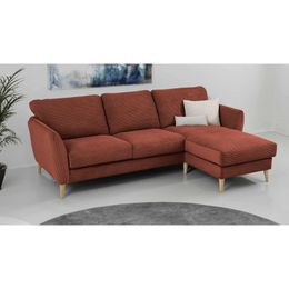 OTTO home Ecksofa &raquo;MARSEILLE (242/152cm),L-Form, Rec. rechts/links&laquo; Massivholzbeine aus Eiche, in verschieden Bez&uuml;gen und Farbvarianten rosa 100% 