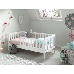 Vipack Kinderbett &raquo;Junior, Kiefermassiv mit umlaufenden Sprossengitter und Rolllattenrost&laquo; B/H/T ca. 148x60x76cm, mit niedrigem Betteinstieg, wahlweise in 2 
