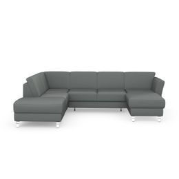 Sit & More sit&more Wohnlandschaft &raquo;Visby U-Form&laquo; Wahlweise mit Schlaffunktion und Stauraum, frei im Raum stellbar grau B/H/T: 303cm x 87cm x 213cm, Chenille, 